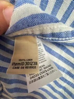 L.L. Bean | Tops | Llbean 0 Linen Blue White Stripe Shirt Medium Petite ...